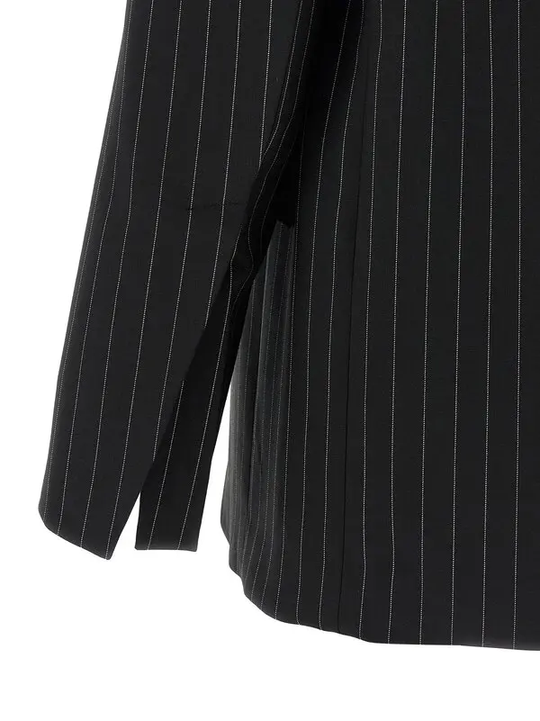 Sportmax Spxdivina Pinstripe Wool Gabardine Blazer Jacket - Black