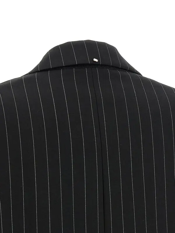 Sportmax Spxdivina Pinstripe Wool Gabardine Blazer Jacket - Black