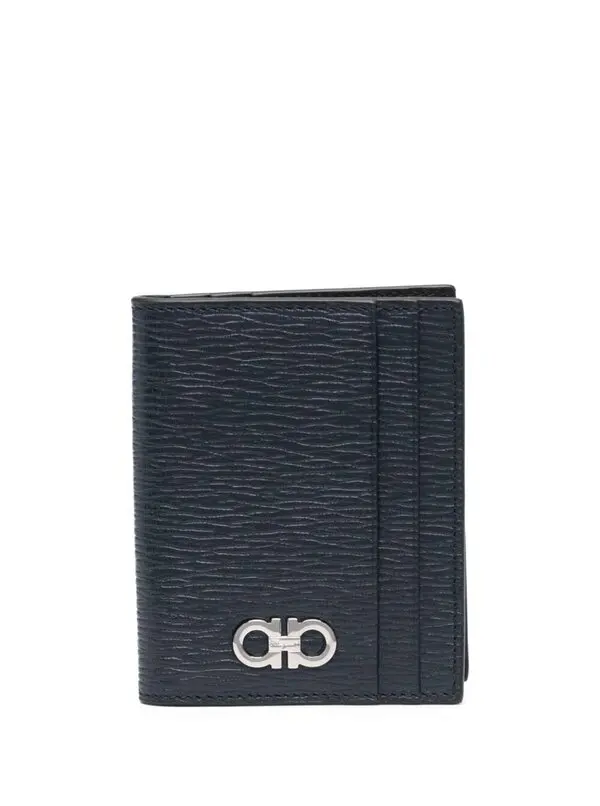 FERRAGAMO Blue Cardholder With Gancini Metal Logo On The Front In Leather For - Multicolor