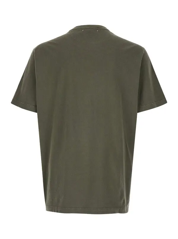 GOLDEN GOOSE T-shirt With Front Logo And Front Patch Logo In Cotton For
