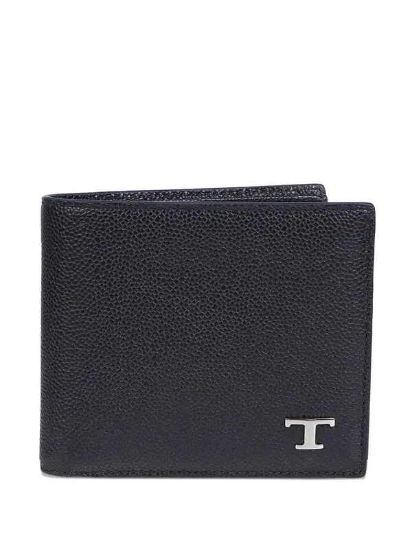 TOD'S Bi-fold Leather Wallet With Metal T Timeless Logo - Blue