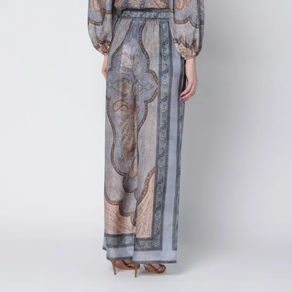 Zimmermann Silk Wide Leg Trousers With Tapestry Print