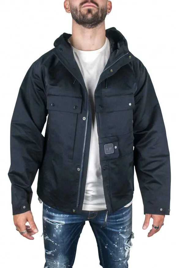 C.P. COMPANY Hooded Jacket With Logo Patch And Multiple Pockets