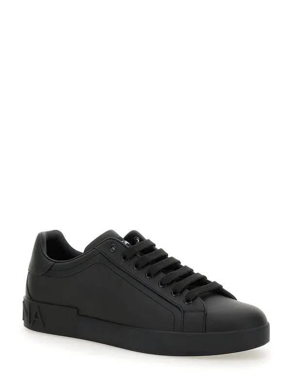 Dolce & Gabbana Portofino" Low Top Sneakers With Logo Detail - Black
