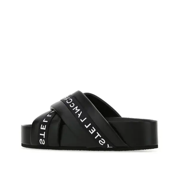 Stella McCartney Logo Platform Slides - Black