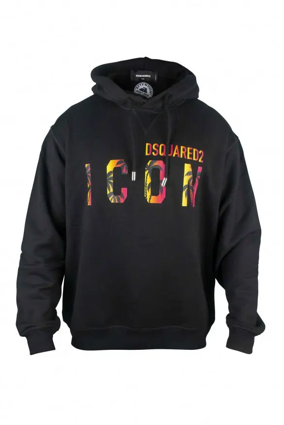 Dsquared2 Icon Logo Print Cotton Hoodie - Black