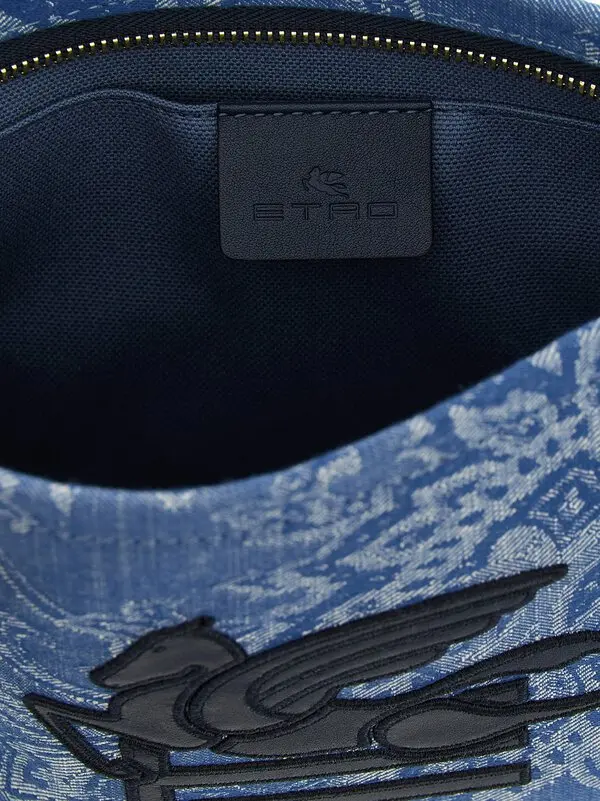 Etro Paisley Jacquard Clutch With Logo Embroidery - Blue
