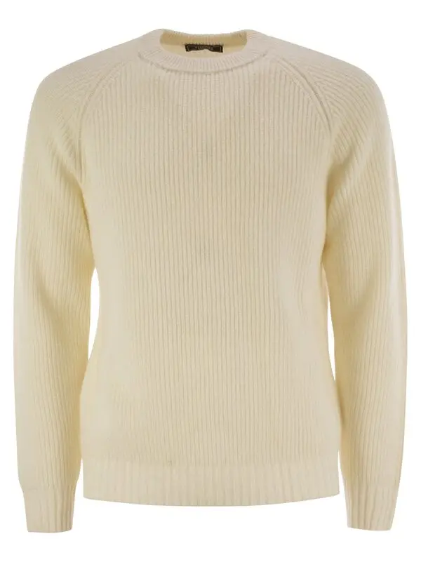 Peserico Crew-neck Ribbed Knit Sweater - White
