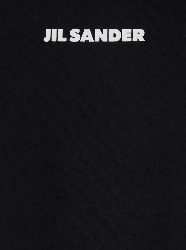 JIL SANDER Cotton Crew Neck T-shirt With Front Logo Lettering - Black