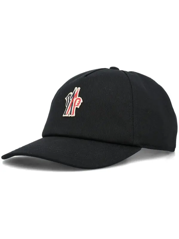 Moncler Logo Cotton Baseball Cap - Black