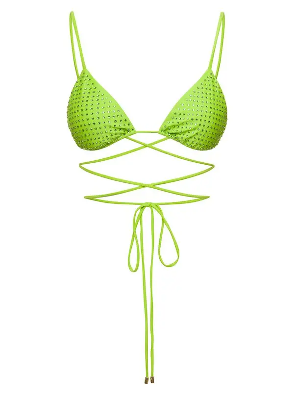 SELF-PORTRAIT Embellished Triangle Bikini Top - Multicolor