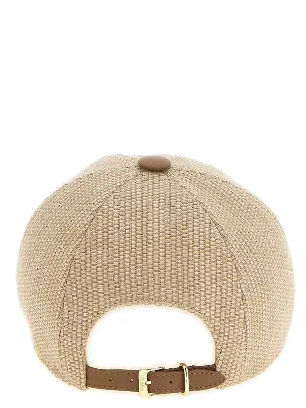 Max Mara Woven Straw Cap With Logo Embroidery - Cream