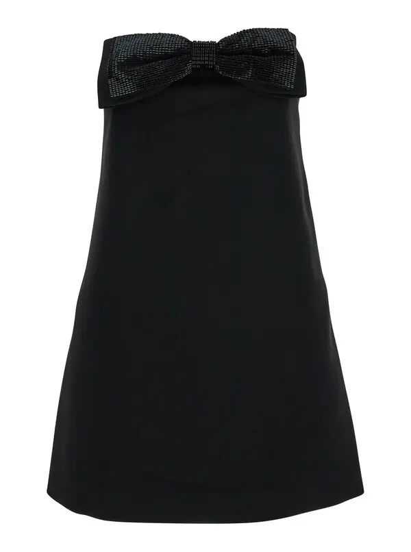 SELF-PORTRAIT Sleeveless Mini Dress With Oversize Beaded Bow - Multicolor