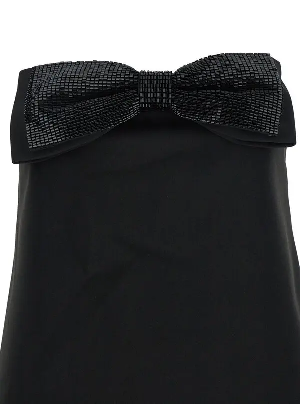 SELF-PORTRAIT Sleeveless Mini Dress With Oversize Beaded Bow - Multicolor