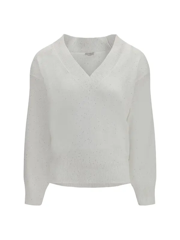 Brunello Cucinelli Sparkling Linen V-neck T-shirt