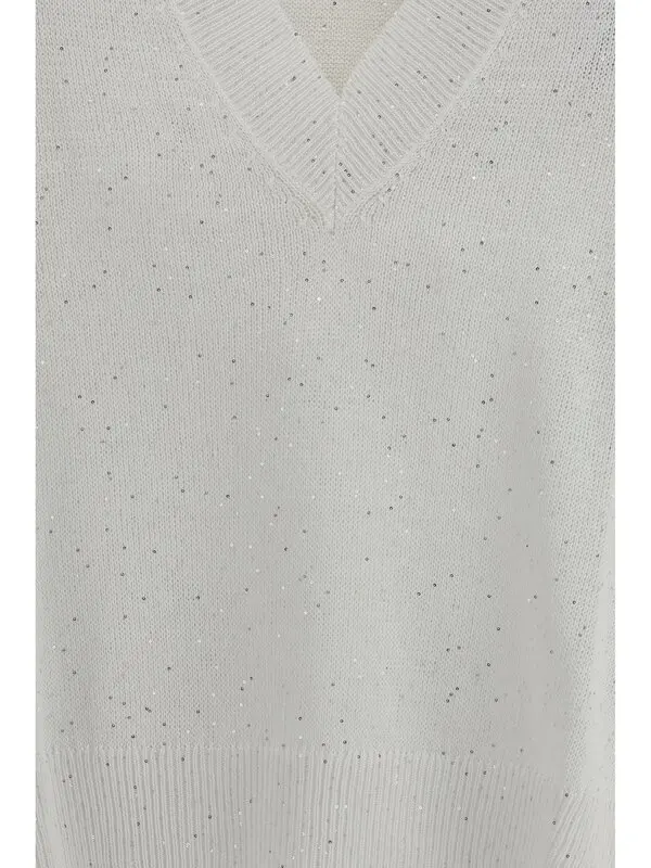 Brunello Cucinelli Sparkling Linen V-neck T-shirt