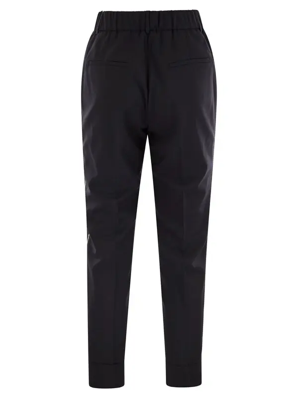 Peserico Virgin Wool Blend Trousers With Embellished Side Detail
