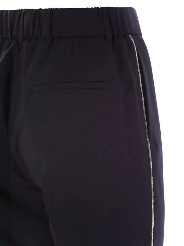 Peserico Virgin Wool Blend Trousers With Embellished Side Detail