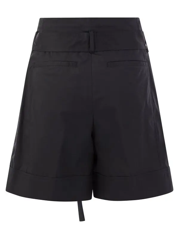 Peserico High-waisted Pleated Stretch Cotton Shorts With Belt