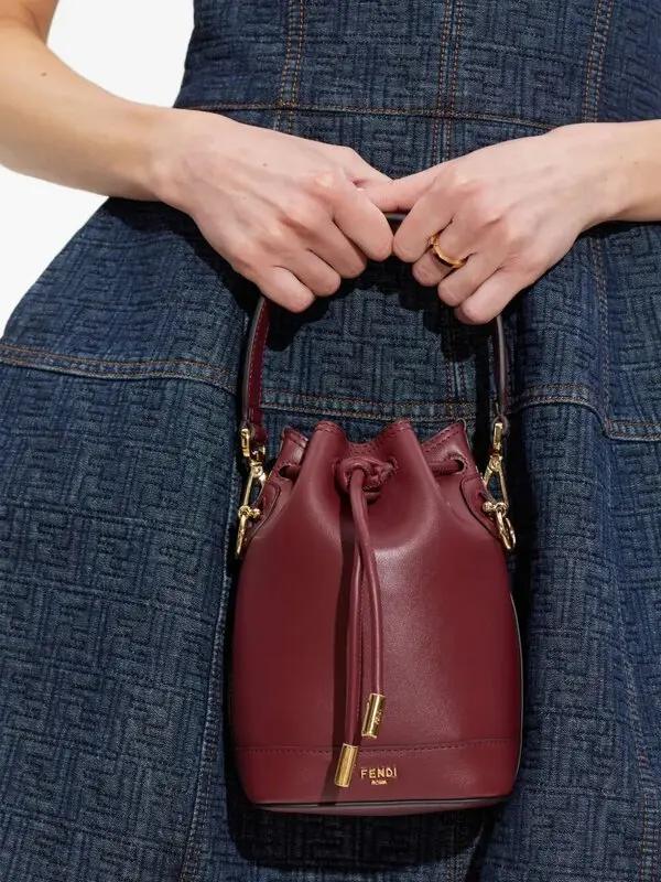 Fendi Mon Tresor Leather Mini Bucket Bag - Red