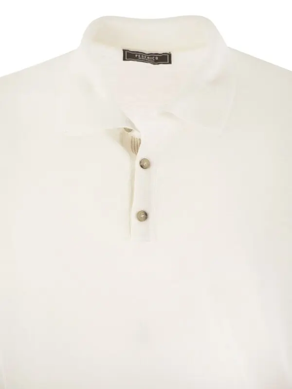 Peserico Linen And Cotton Yarn Jersey Polo Shirt