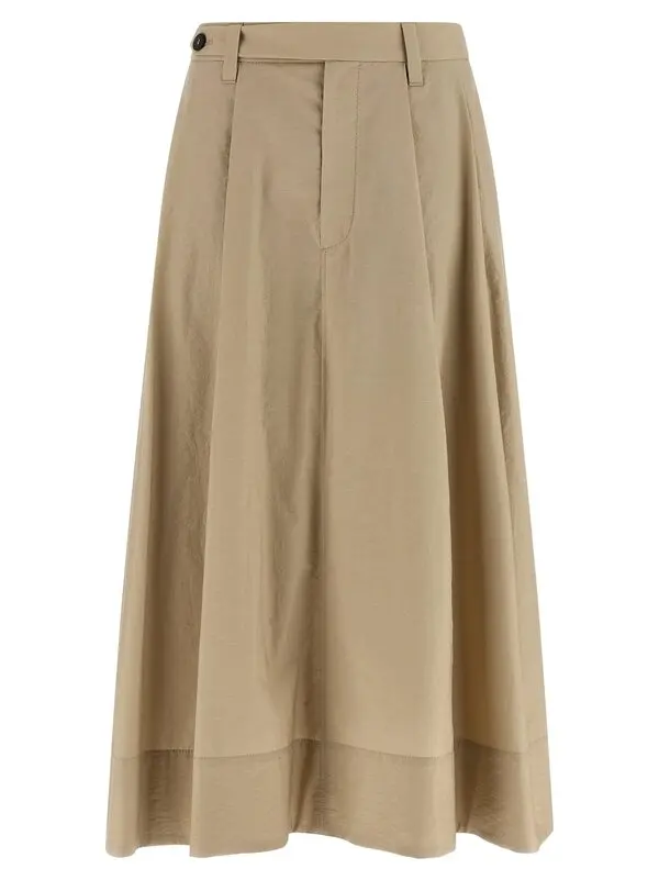 Brunello Cucinelli Flared Cotton Skirt - Cream