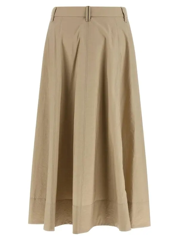 Brunello Cucinelli Flared Cotton Skirt - Cream