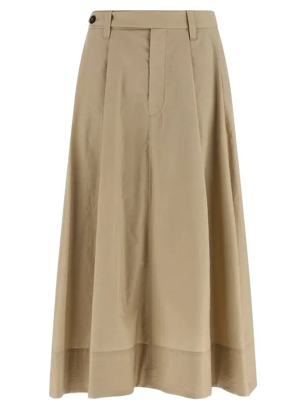 Brunello Cucinelli Flared Cotton Skirt - Cream