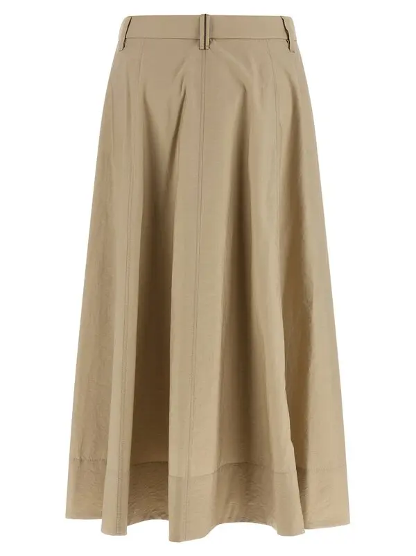 Brunello Cucinelli Flared Cotton Skirt - Cream