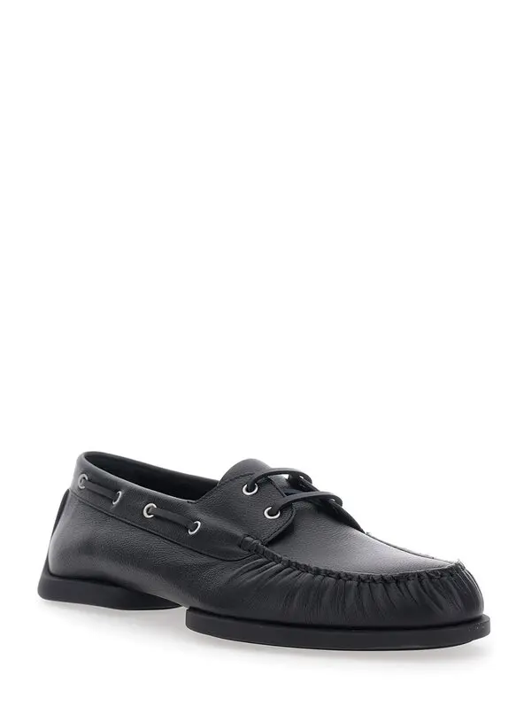 JIL SANDER Leather Loafers With Ruffled Details