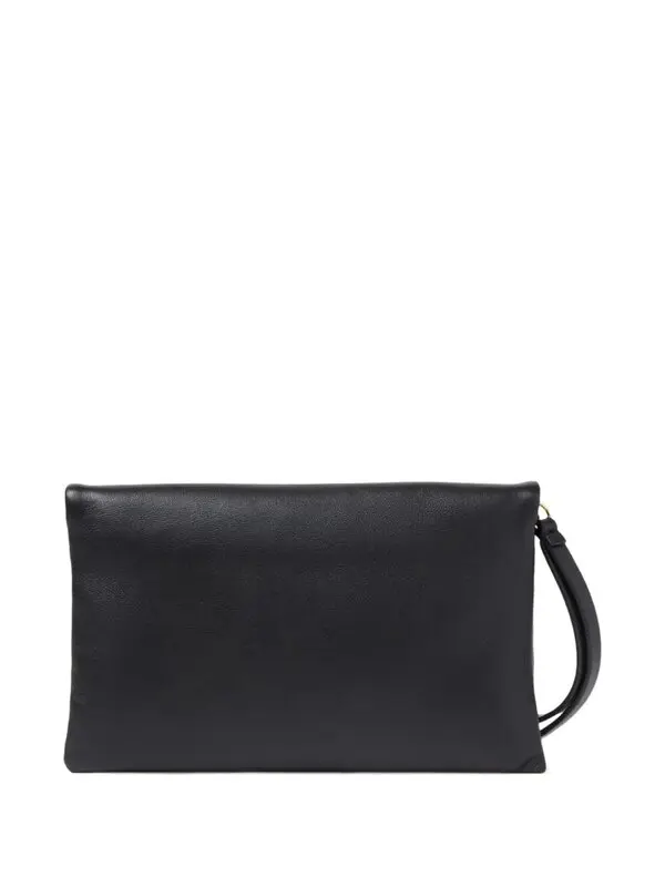 Fendi Nappa Leather Mamma Baguette Pouch With Chain Strap - Black