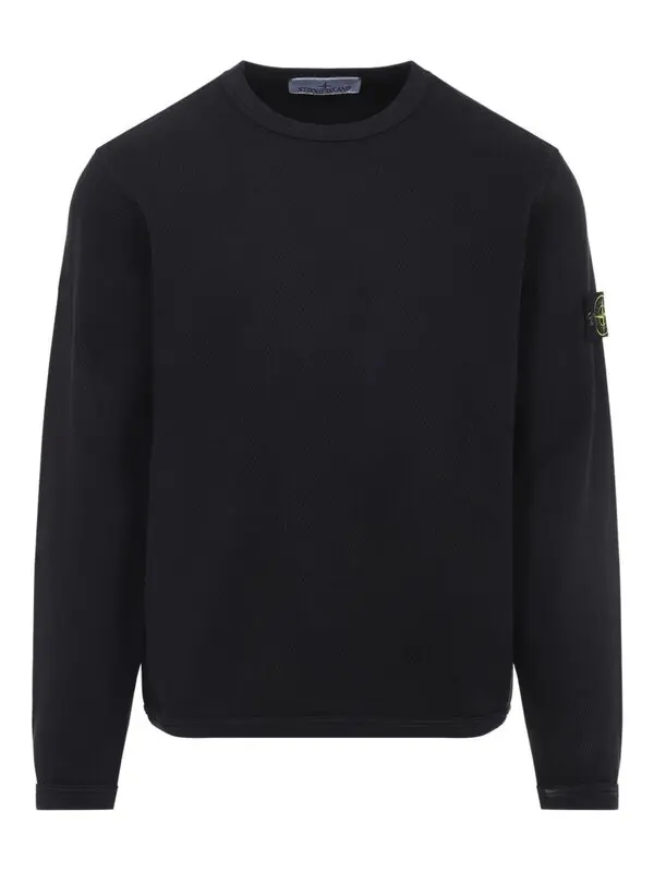 Stone Island Mesh Stitch Organic Cotton Fleece Crewneck