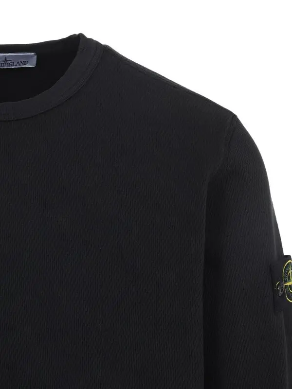 Stone Island Mesh Stitch Organic Cotton Fleece Crewneck
