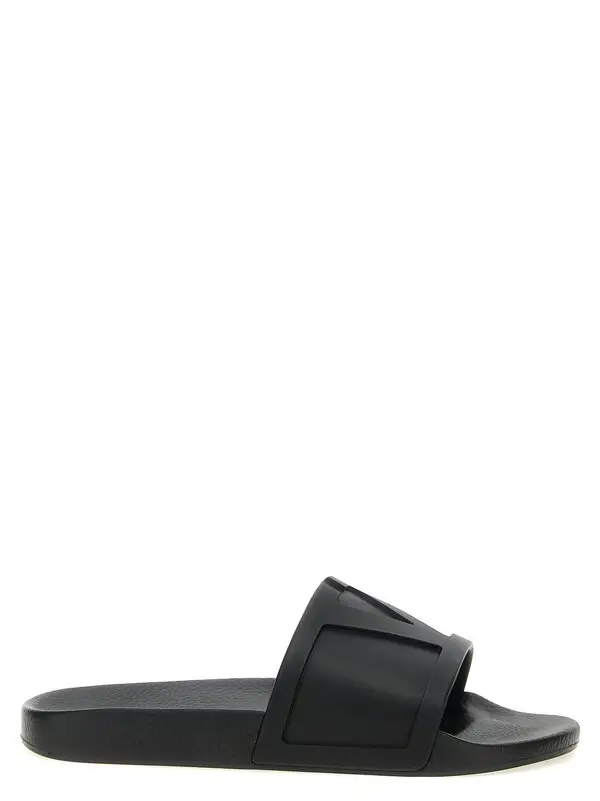 Valentino Garavani Coolside Rubber Slides With Embossed Vlogo Signature - Black
