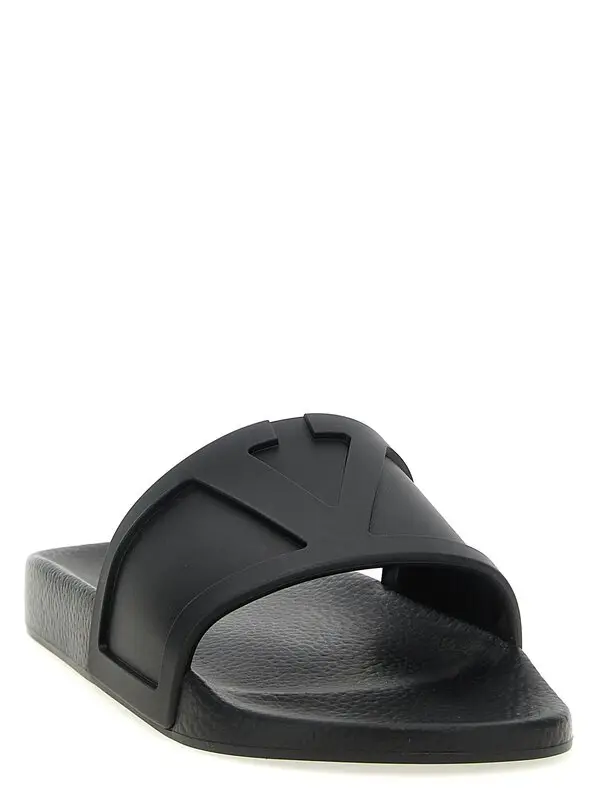 Valentino Garavani Coolside Rubber Slides With Embossed Vlogo Signature - Black