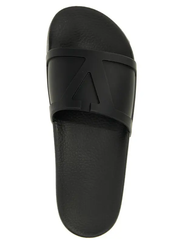 Valentino Garavani Coolside Rubber Slides With Embossed Vlogo Signature - Black