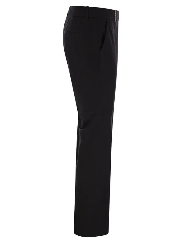 Peserico Stretch Cotton High Waist Trousers With Flared Bottom