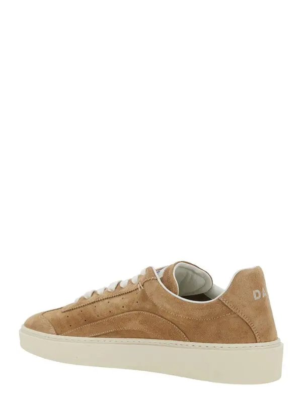 Dsquared2 Suede Low Top Sneakers With Logo Detail - Cream