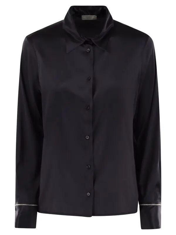 Peserico Silk Crepe Shirt With Embellished Cuffs