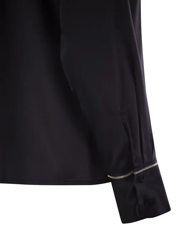 Peserico Silk Crepe Shirt With Embellished Cuffs