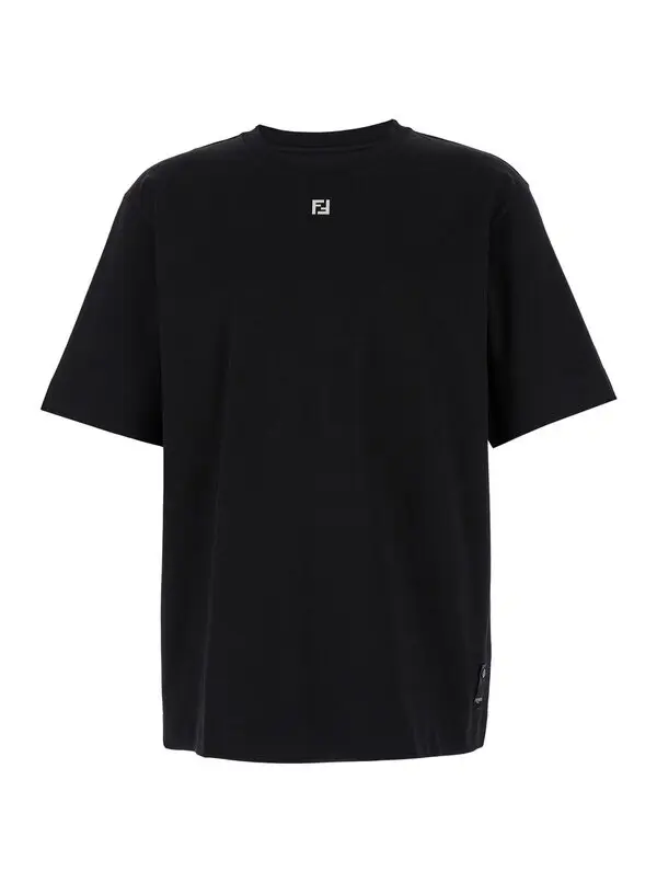Fendi T-shirt With Metallic Logo On Front In Cotton For