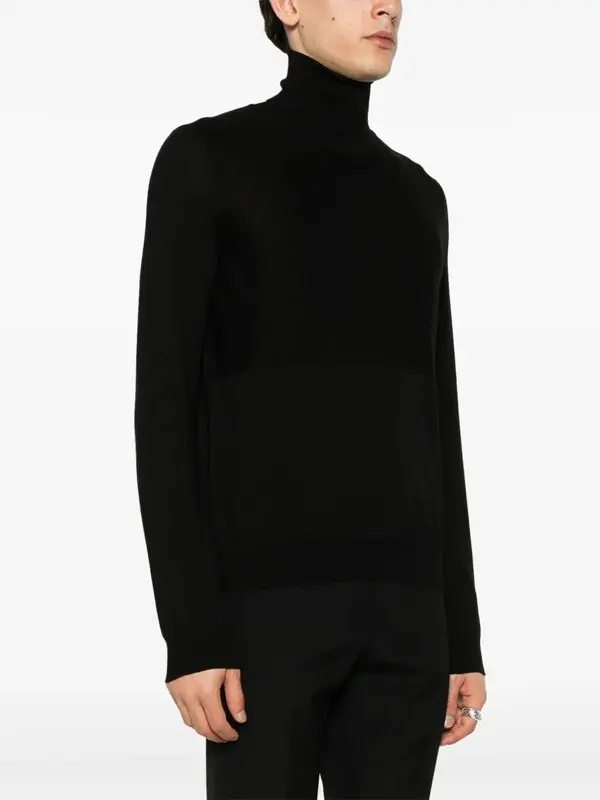 JIL SANDER Long Sleeve Wool Turtleneck Jumper - Black