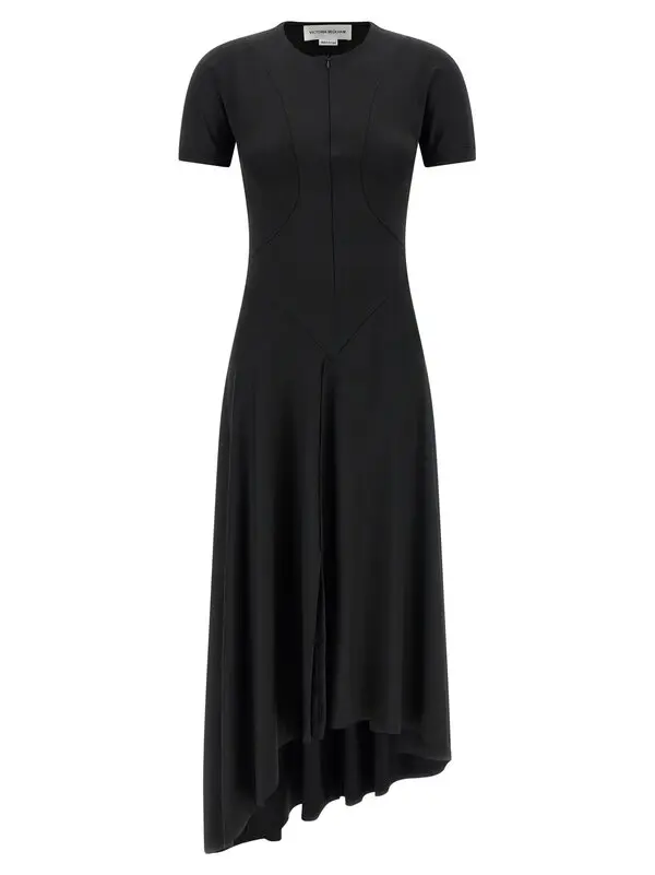 Victoria Beckham Zipped Front Midi Dress - Black