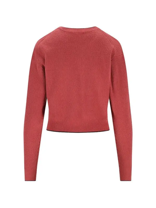 Chloé Cropped Fitted Wool Knit Logo Sweater - Multicolor