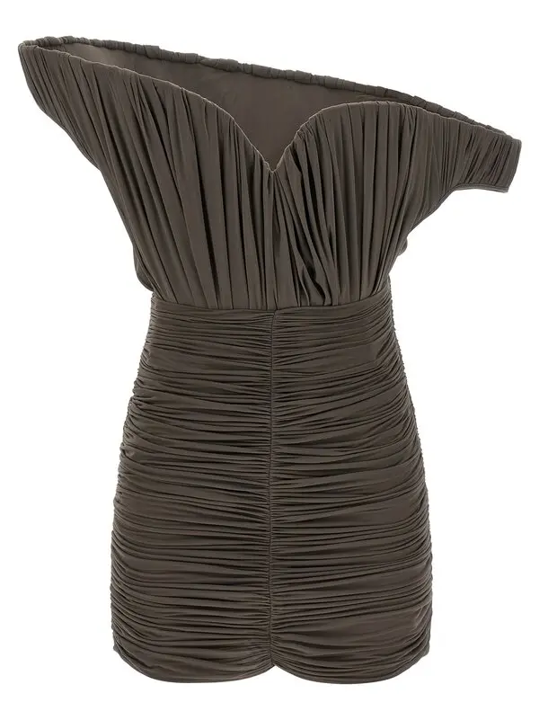 Magda Butrym 33" Draped Jersey Mini Dress - Brown