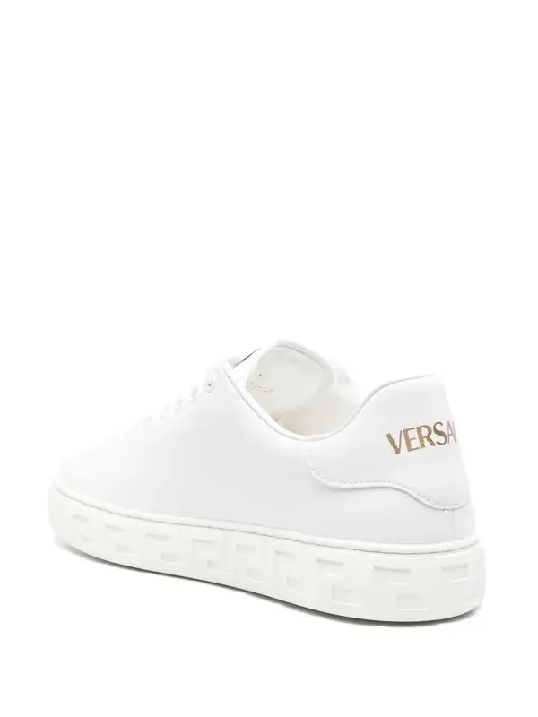 Versace Greca Print Leather Low Top Sneakers - White