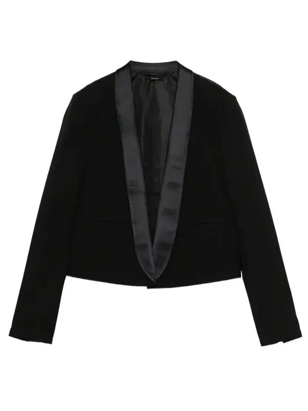 TOM FORD Bi-color Single-breasted Shawl Lapel Cropped Tuxedo Jacket - Black