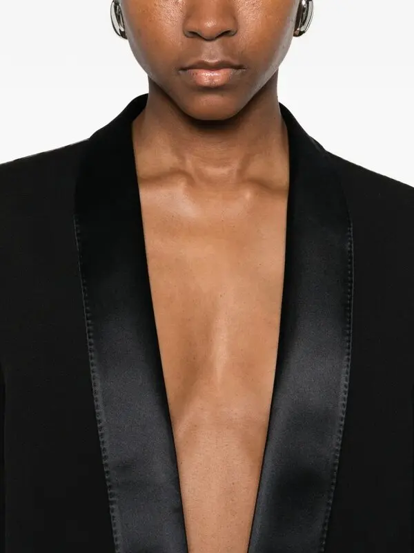 TOM FORD Bi-color Single-breasted Shawl Lapel Cropped Tuxedo Jacket - Black