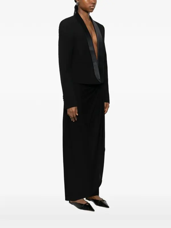 TOM FORD Bi-color Single-breasted Shawl Lapel Cropped Tuxedo Jacket - Black