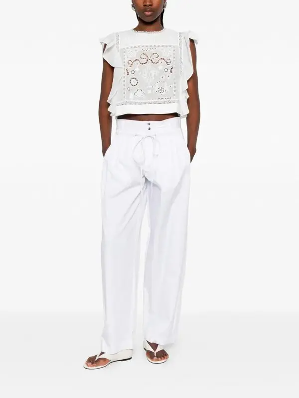 SELF-PORTRAIT Ramie Lace Frill Top